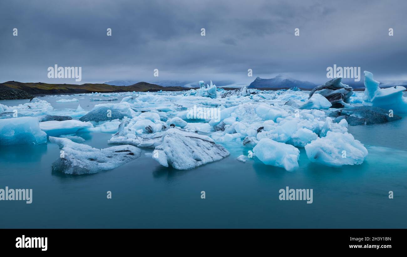 Ice blocks floating in Jokulsarlon glacier lagoon in Iceland Stock ...