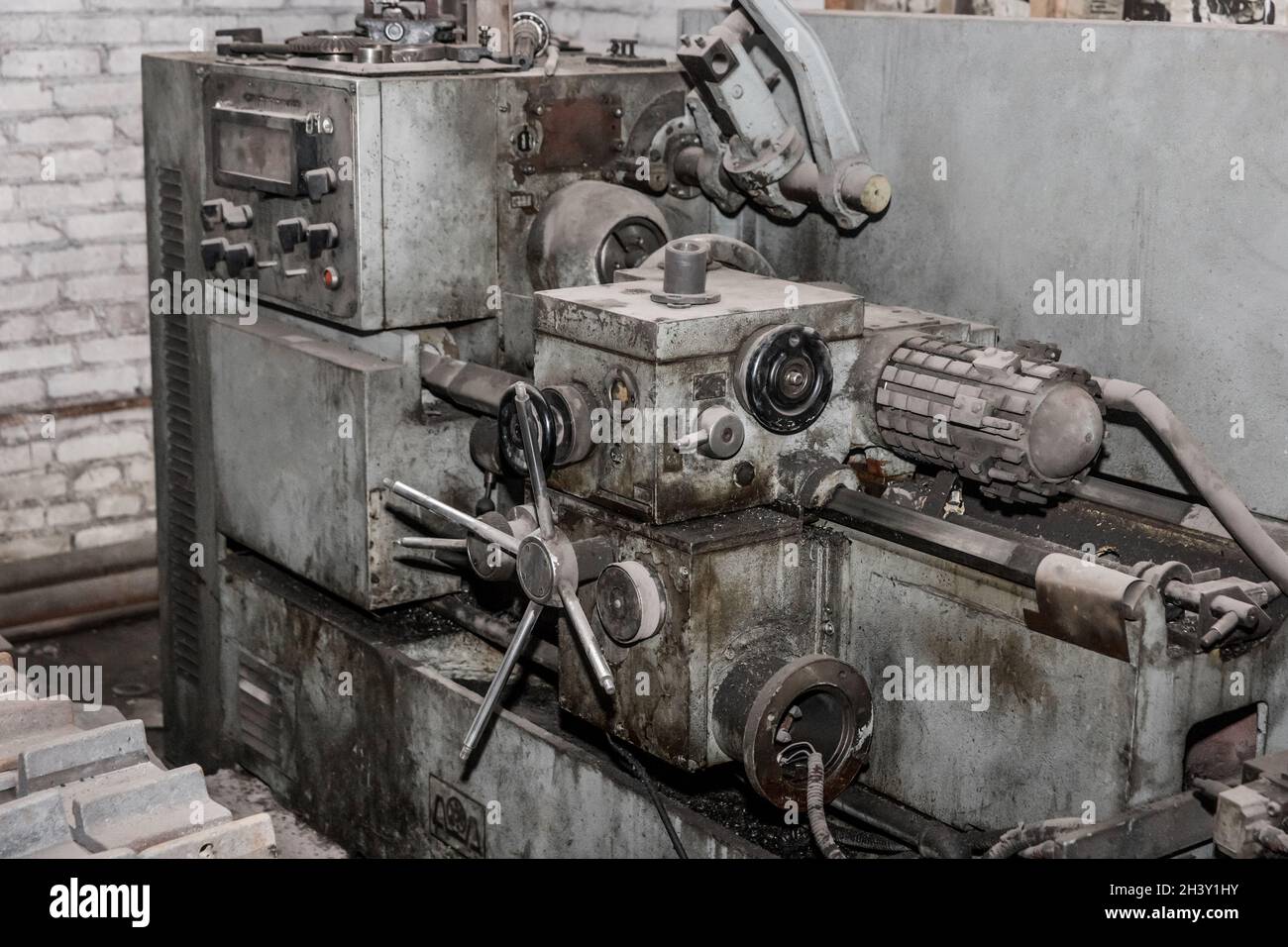 Old turning and revolver machine, inventory and equipment for work with ...