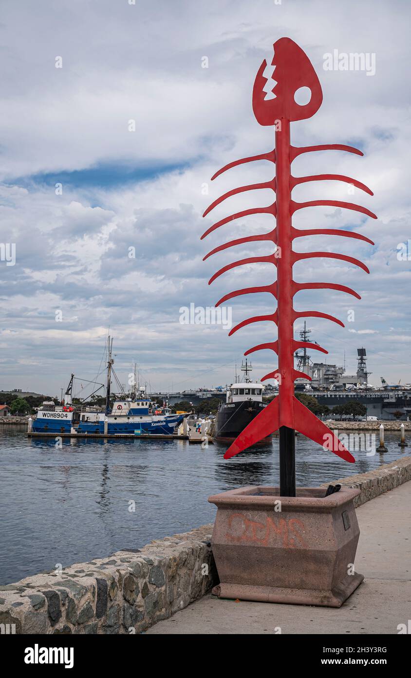 San Diego, California, USA - October 4, 2021: Embarcadero boardwalk ...