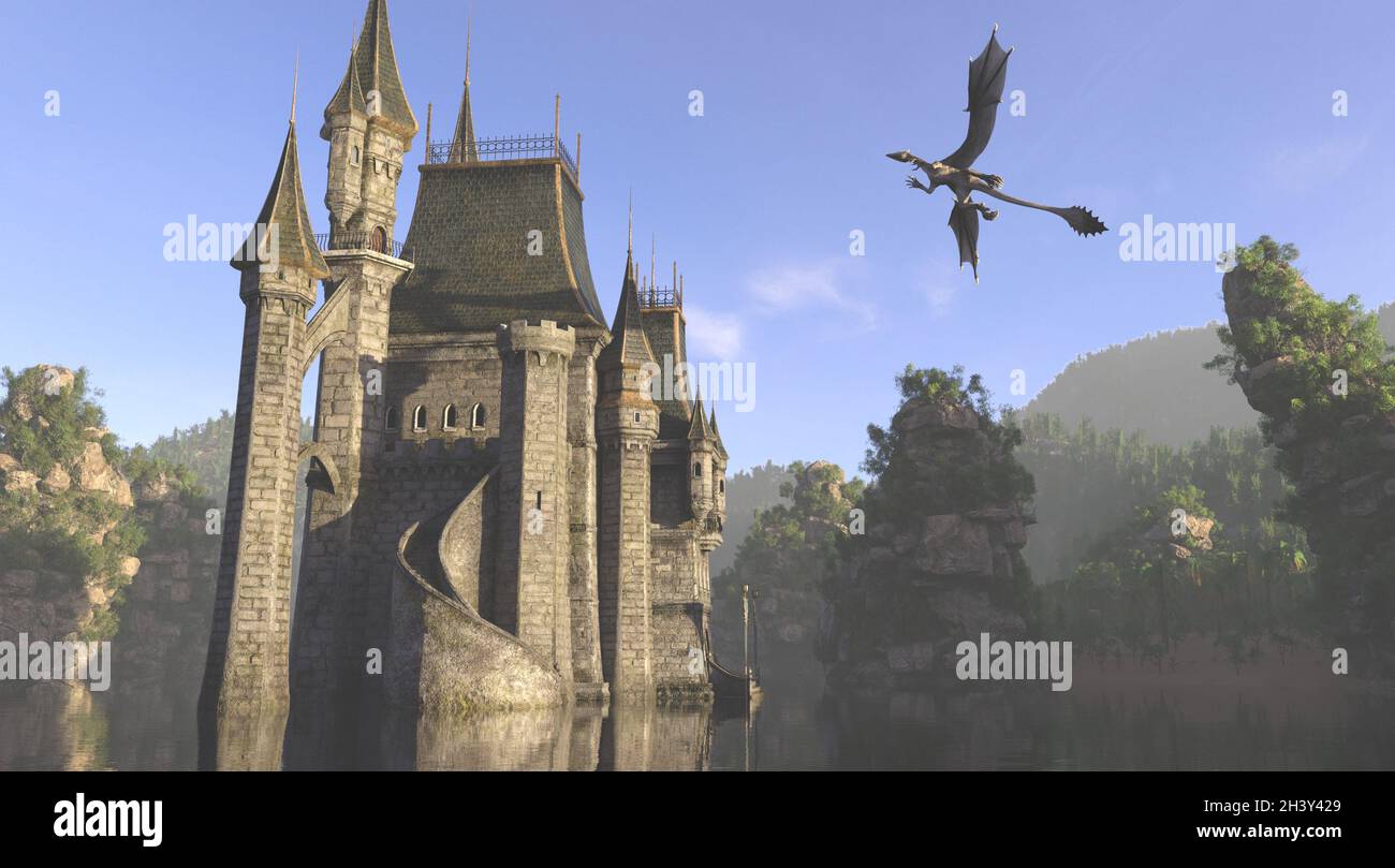 Flying dragon castle on hi-res stock photography and images - Alamy