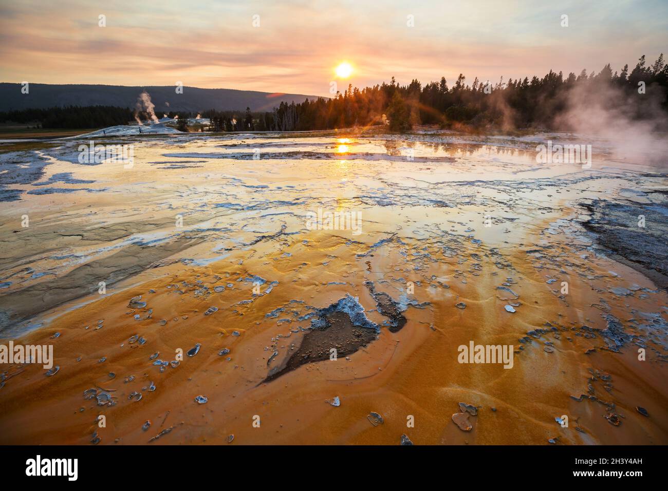 Yellowstone on sunset Stock Photo - Alamy