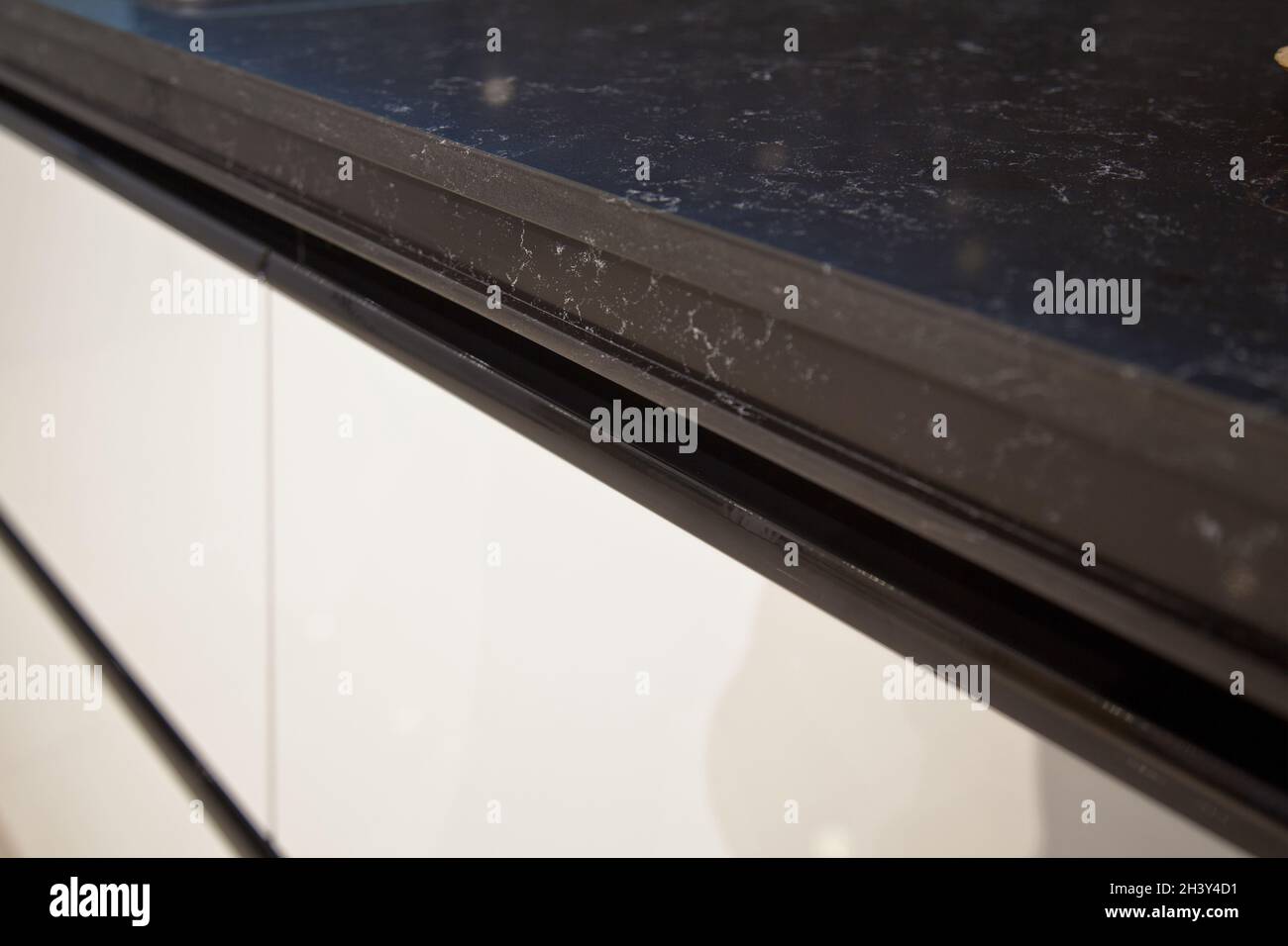 Interior of luxurious modern kitchen equipment and granite marble ...