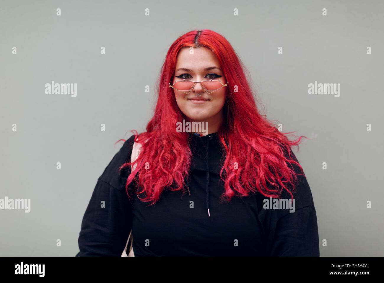 Plus size overweight fat body positive lgbtq woman with red hair and ...