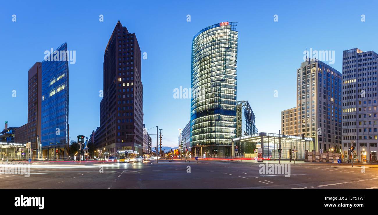 Berlin Skyline Potsdamer Platz Panorama by night in Germany Stock Photo ...
