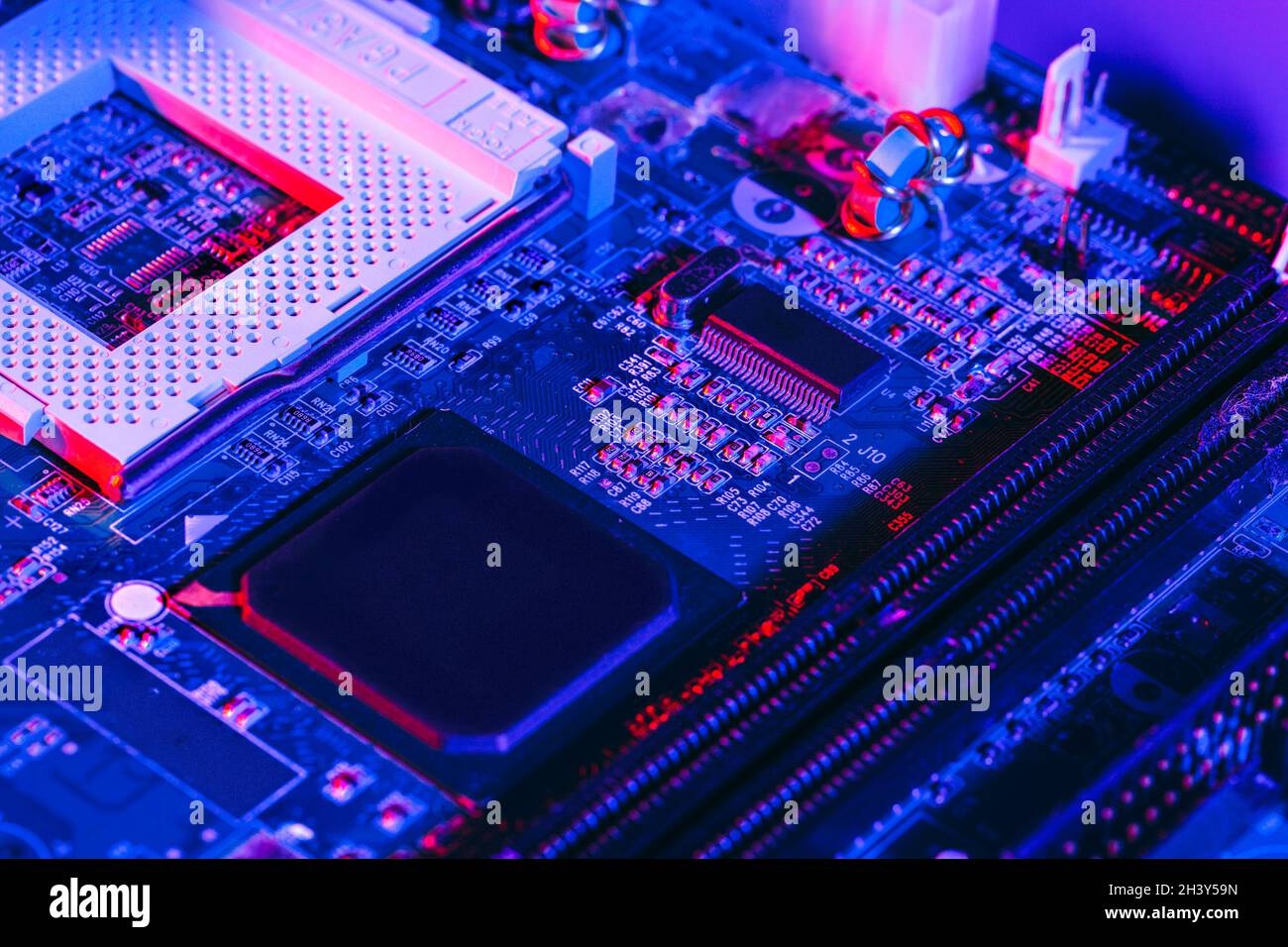 Dark photo of an electronic circuit board Stock Photo - Alamy
