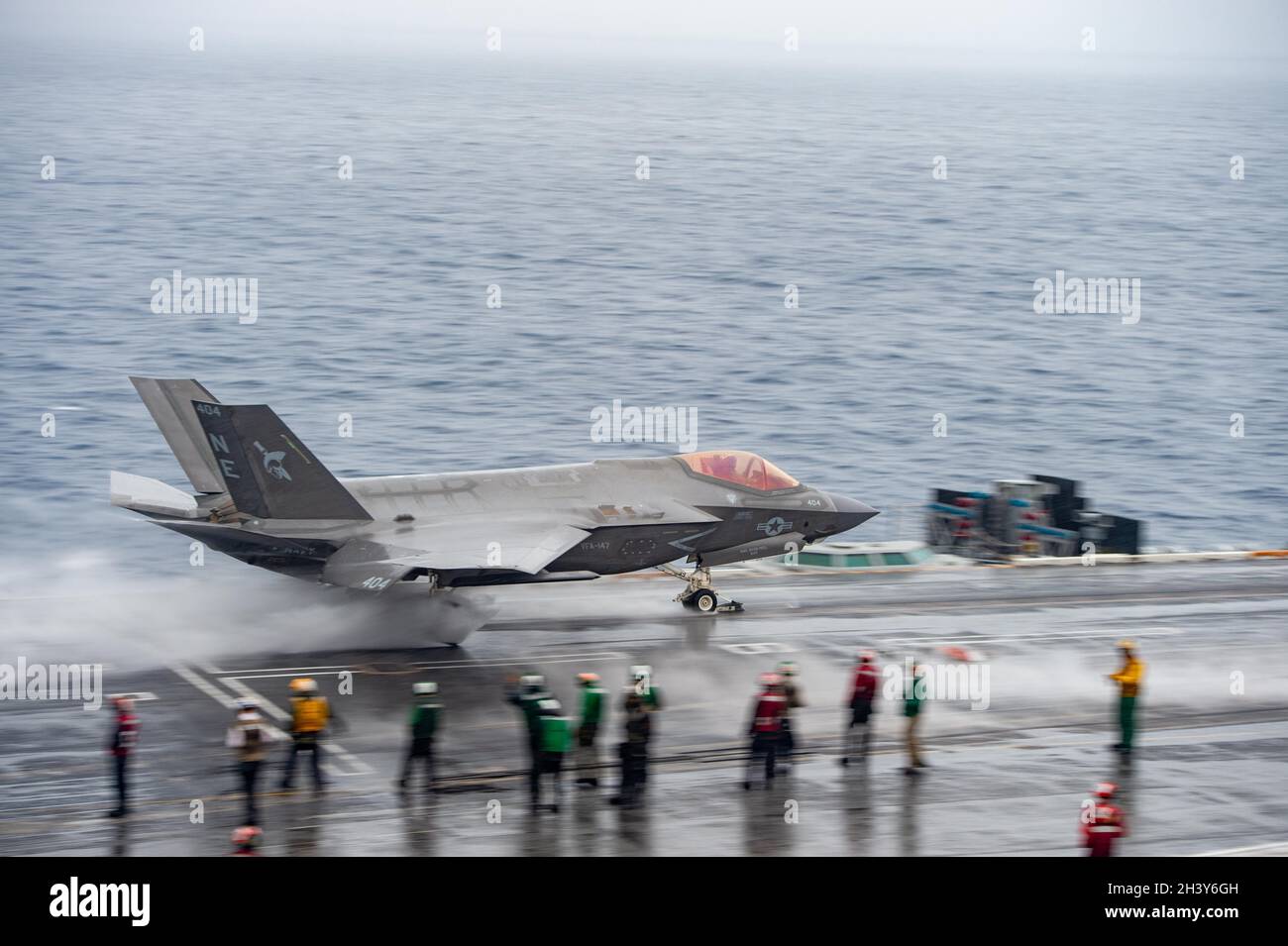 211029-N-IW069-1023 SOUTH CHINA SEA (Oct. 29, 2021) An F-35C Lightning II, assigned to the ...