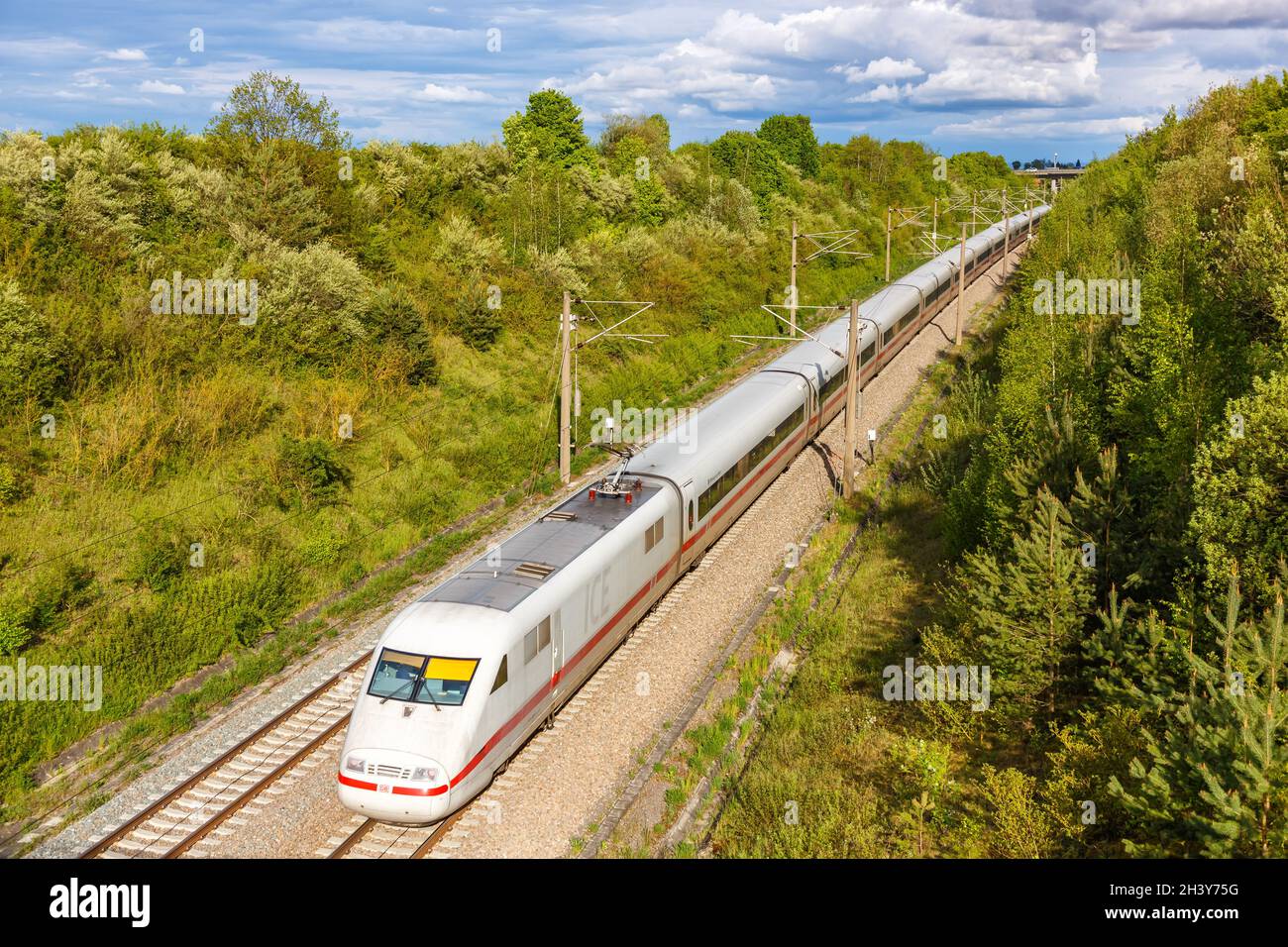 ICE 1 train of Deutsche Bahn DB on the new line NBS Mannheim-Stuttgart ...