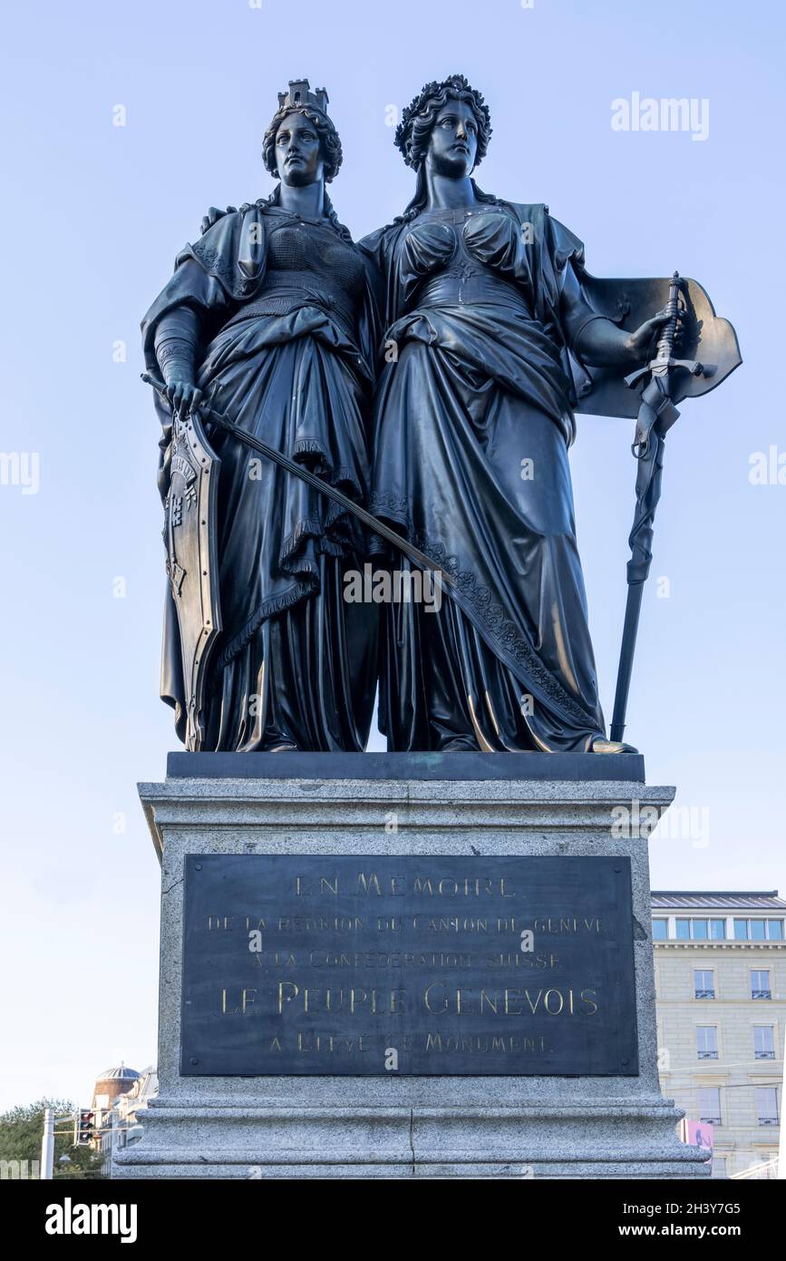 La Combourgeoisie statue: Union of Geneva with Switzerland, 1869, by ...