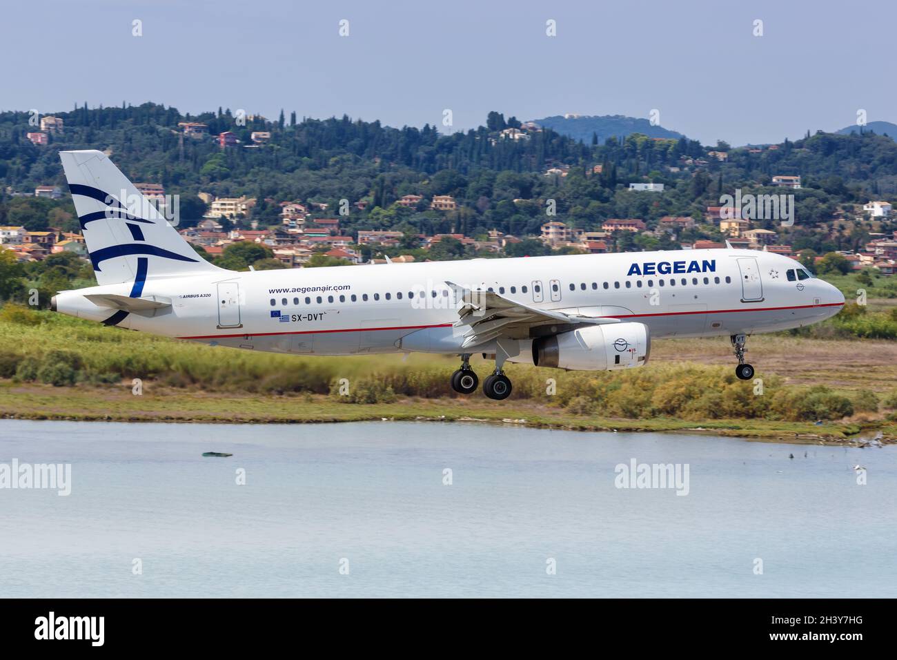 Aegean Airlines Airbus A320 Aircraft Corfu Airport in Greece Stock ...