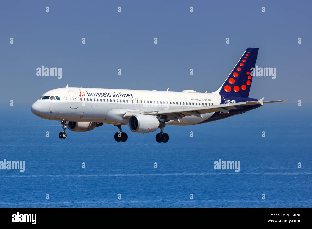 Brussels Airlines Airbus A320 Aircraft Rhodes Airport in Greece Stock ...