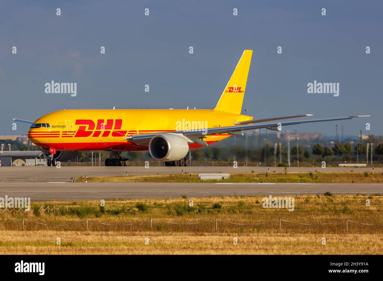 DHL Boeing 777F Aircraft Leipzig Halle Airport in Germany Stock Photo ...