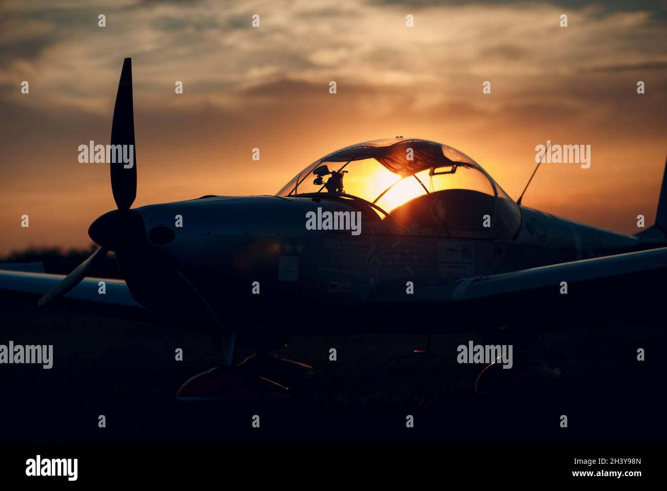 RUSSIA, MOSCOW - AUGUST 1, 2020: Small private single engine propeller ...