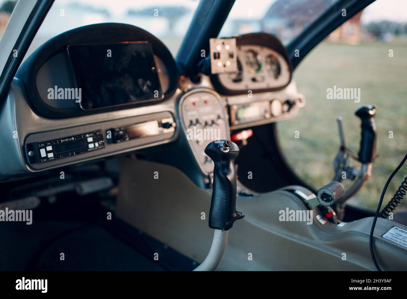 RUSSIA, MOSCOW - AUGUST 1, 2020: Cockpit view from small private single ...