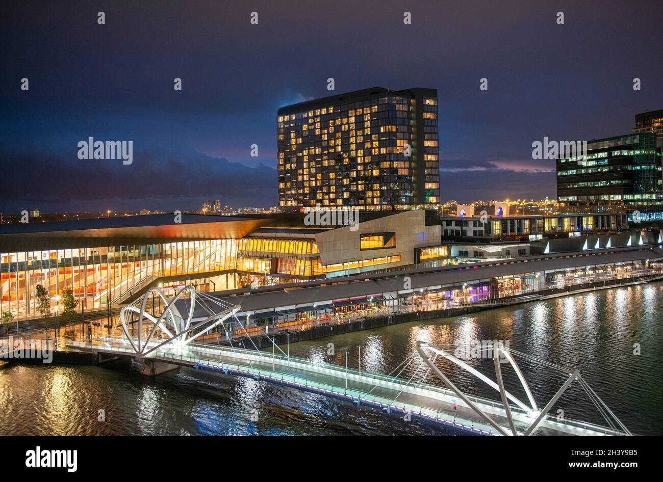 The Docklands area of Melbourne on the banks of the Yarra river ...