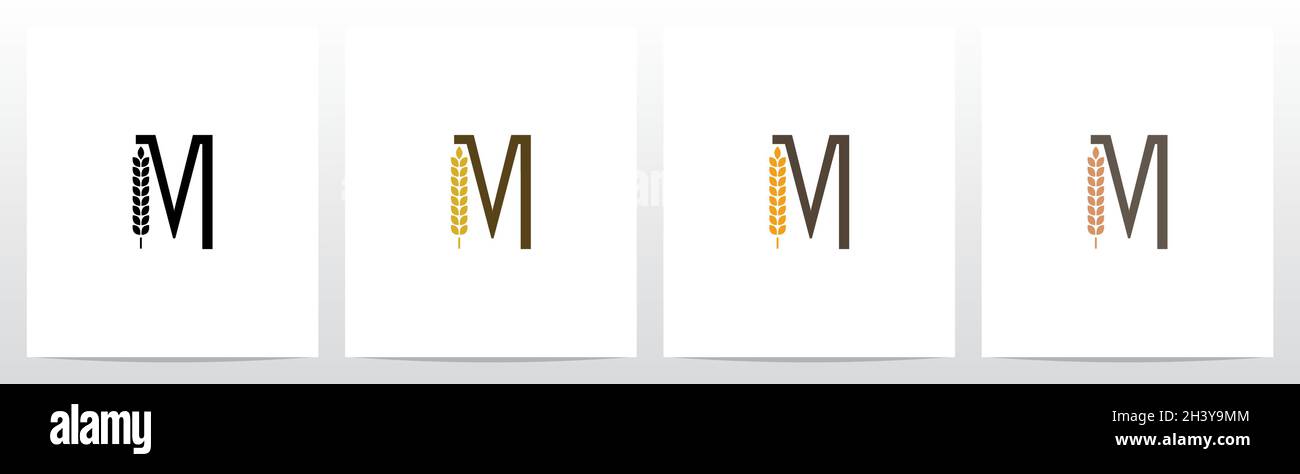 Wheat Grain On Letter Logo Design M Stock Vector Image & Art - Alamy