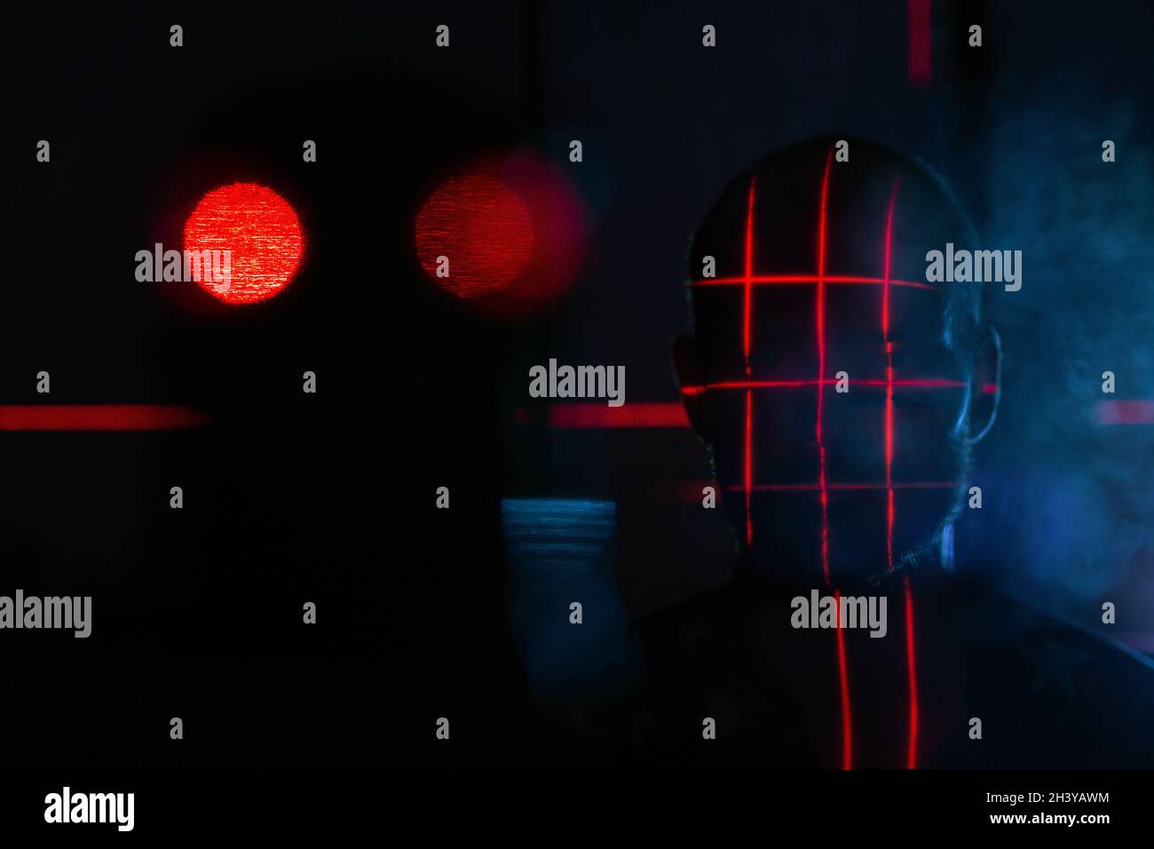 Concept Identify Illuminate Face Scan Red Laser. Biometric Futuristic ...