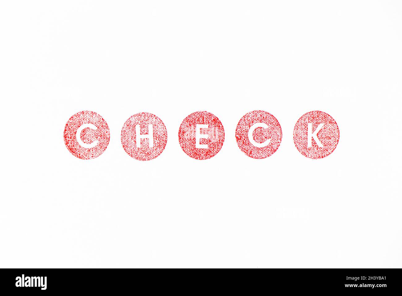 Red color rubber stamp in word check on white paper background Stock ...
