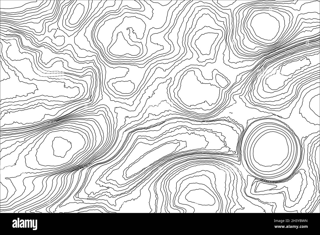 Black line as Topographic map on white background Stock Vector Image ...