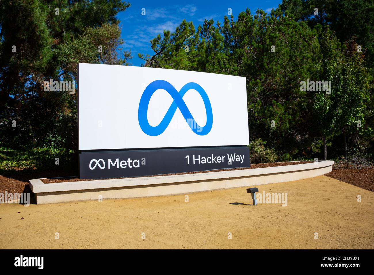 Menlo Park, CA, USA - October 29, 2021: META sign next to the ...