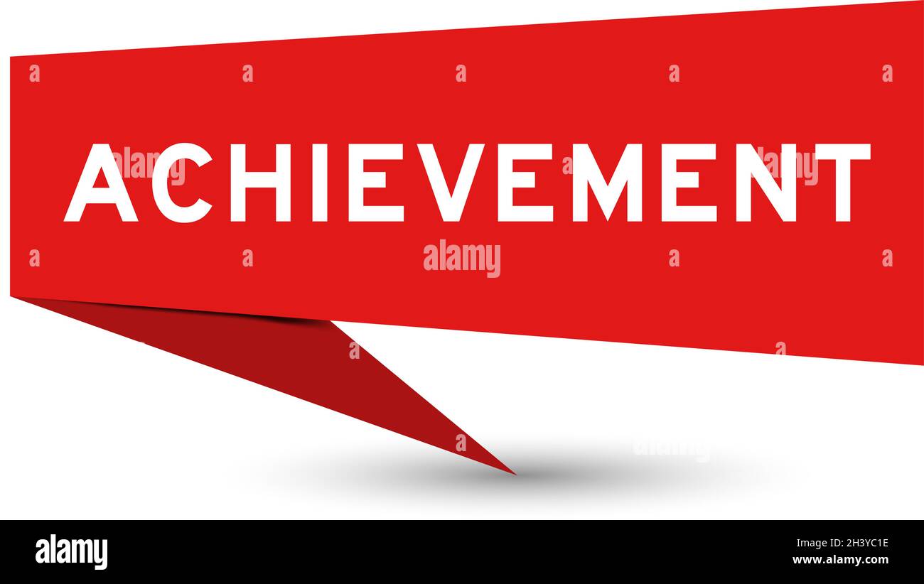 Red color speech banner with word achievement on white background Stock ...
