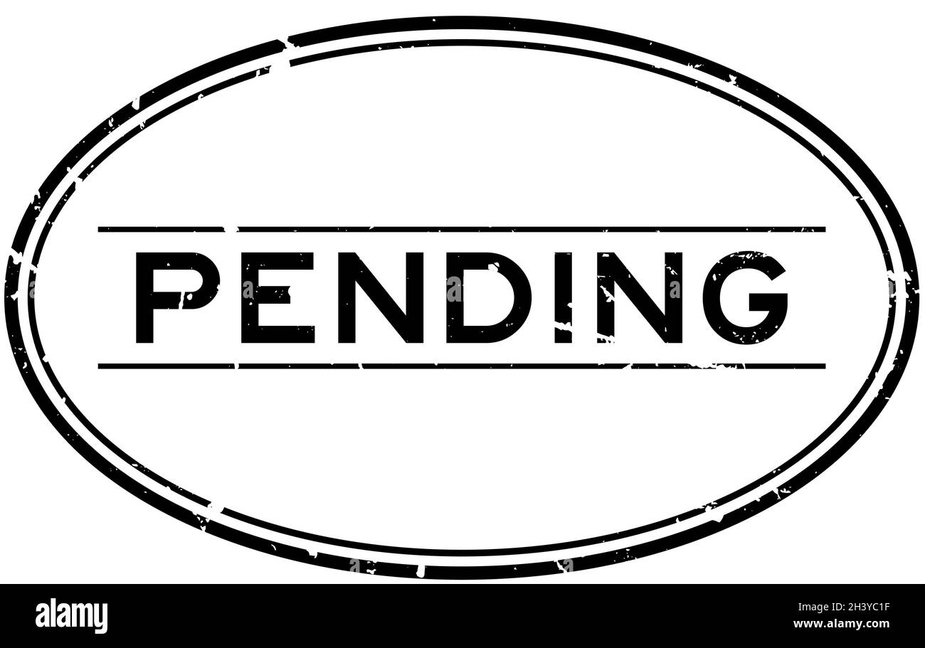 Grunge black pending word oval rubber seal stamp on white background ...