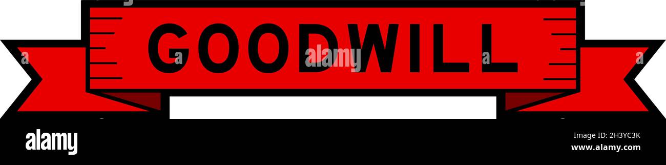 Vintage red color ribbon banner with word goodwill on white background ...