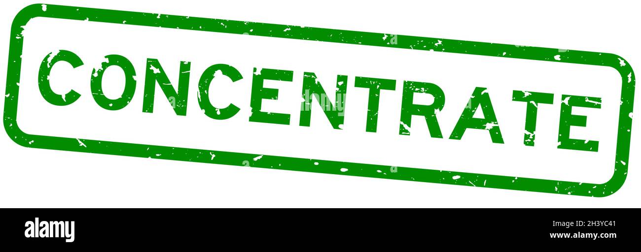 Grunge green concentrate word square rubber seal stamp on white ...