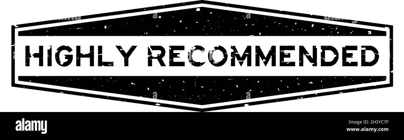 Grunge black highly recommended word hexagon rubber seal stamp on white ...