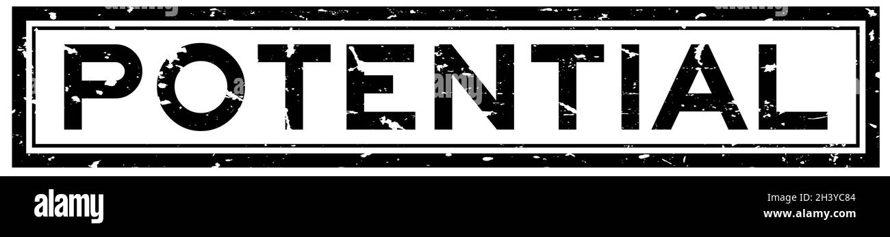 Grunge black potential word sqaure rubber seal stamp on white ...