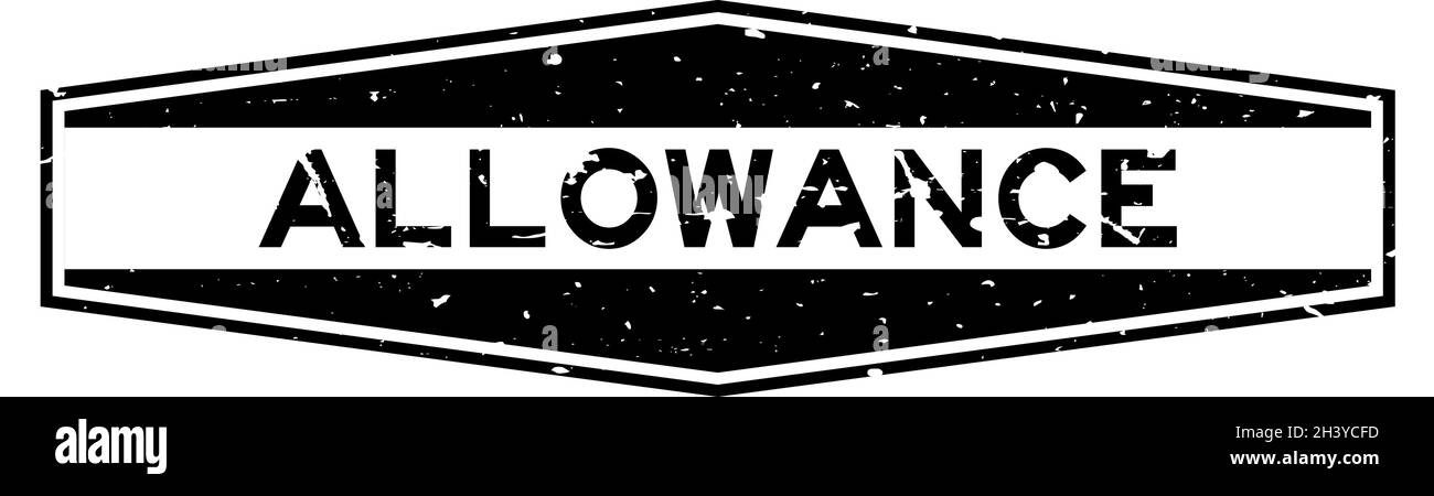 Grunge black allowance word hexagon rubber seal stamp on white ...