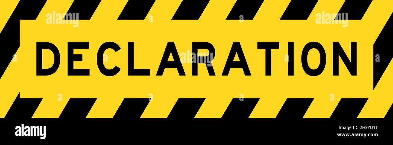 Yellow and black color with line striped label banner with word ...