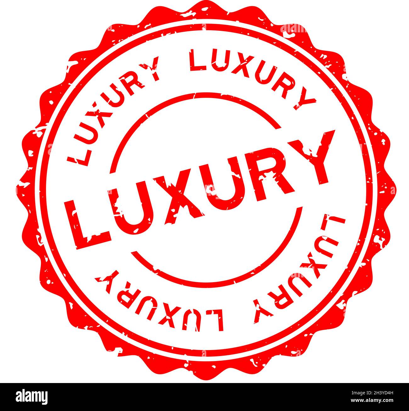 Grunge red luxury word round rubber seal stamp on white background ...