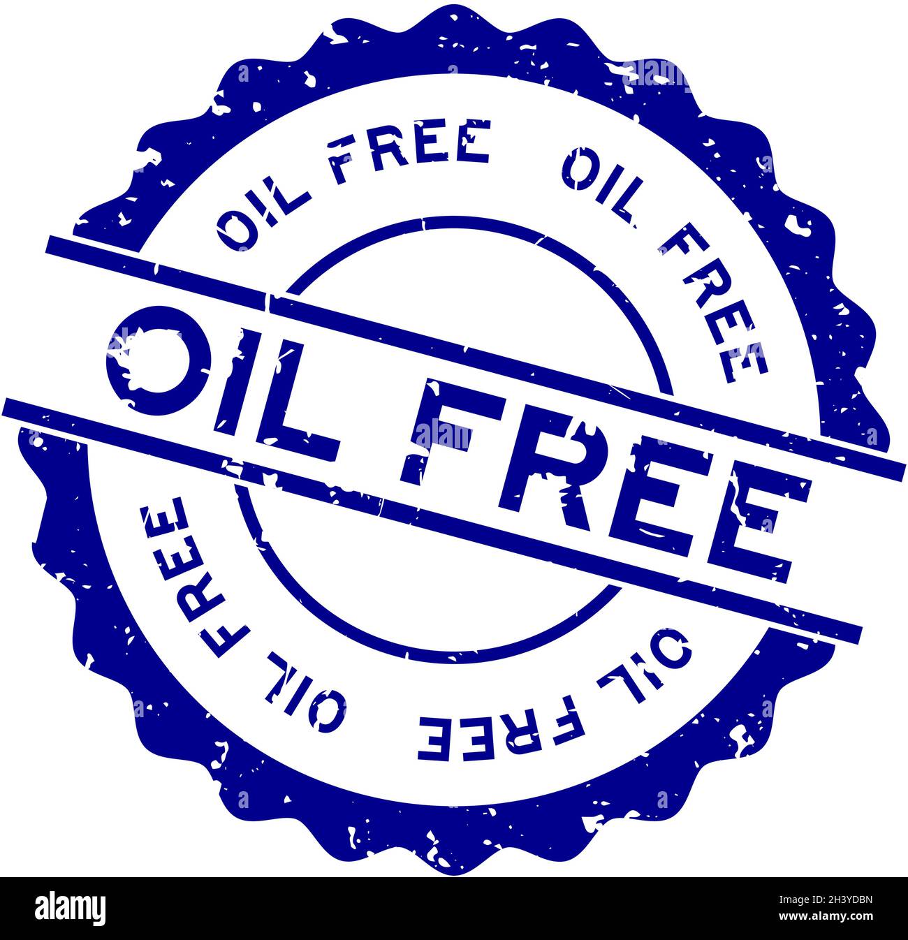 Grunge blue oil free word round rubber seal stamp on white background ...