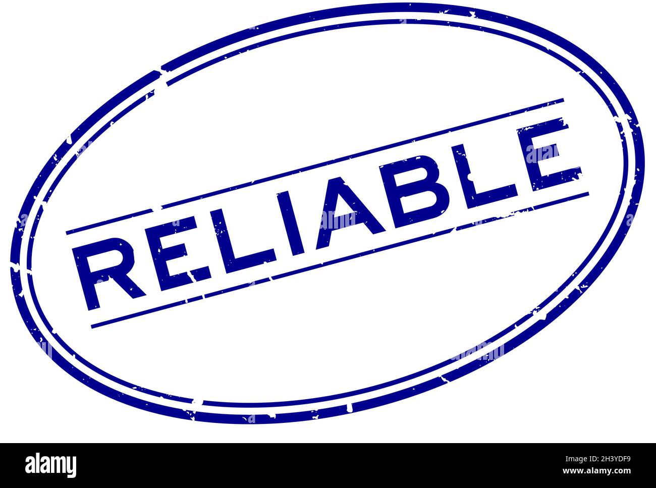 Grunge blue reliable word oval rubber seal stamp on white background ...
