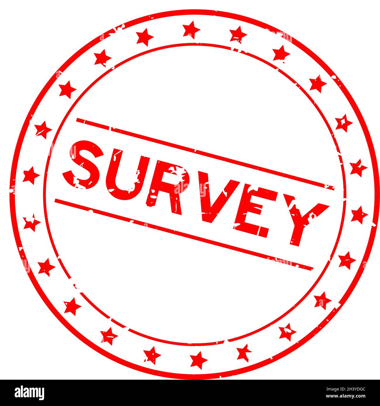Grunge red survey word round rubber seal stamp on white background ...