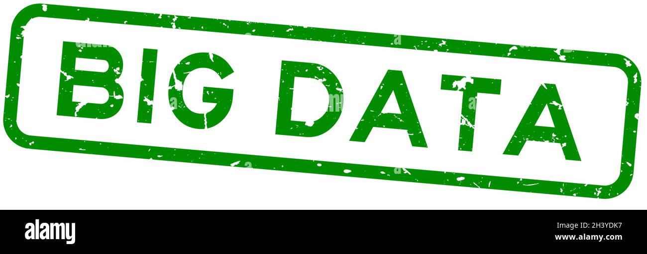 Grunge green big data word square rubber seal stamp on white background ...