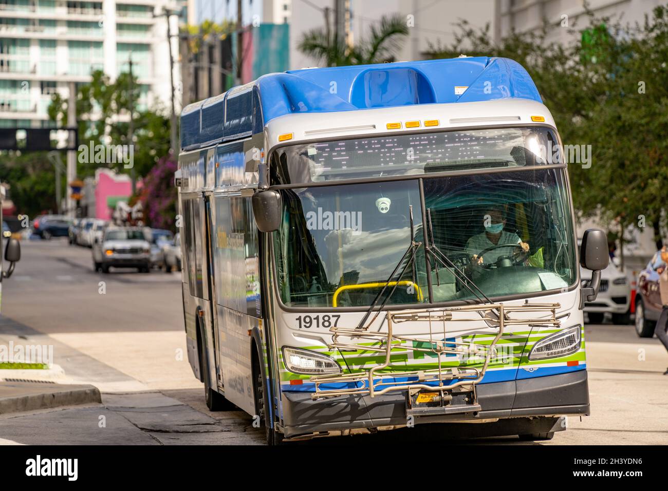 Miami, FL, USA - October 30, 2021: Photo of a metro bus driver wearing ...