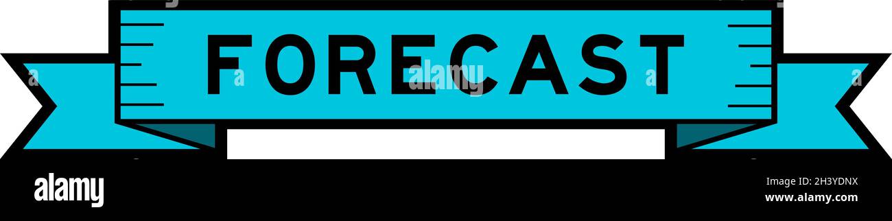 Ribbon label banner with word forecast in blue color on white ...