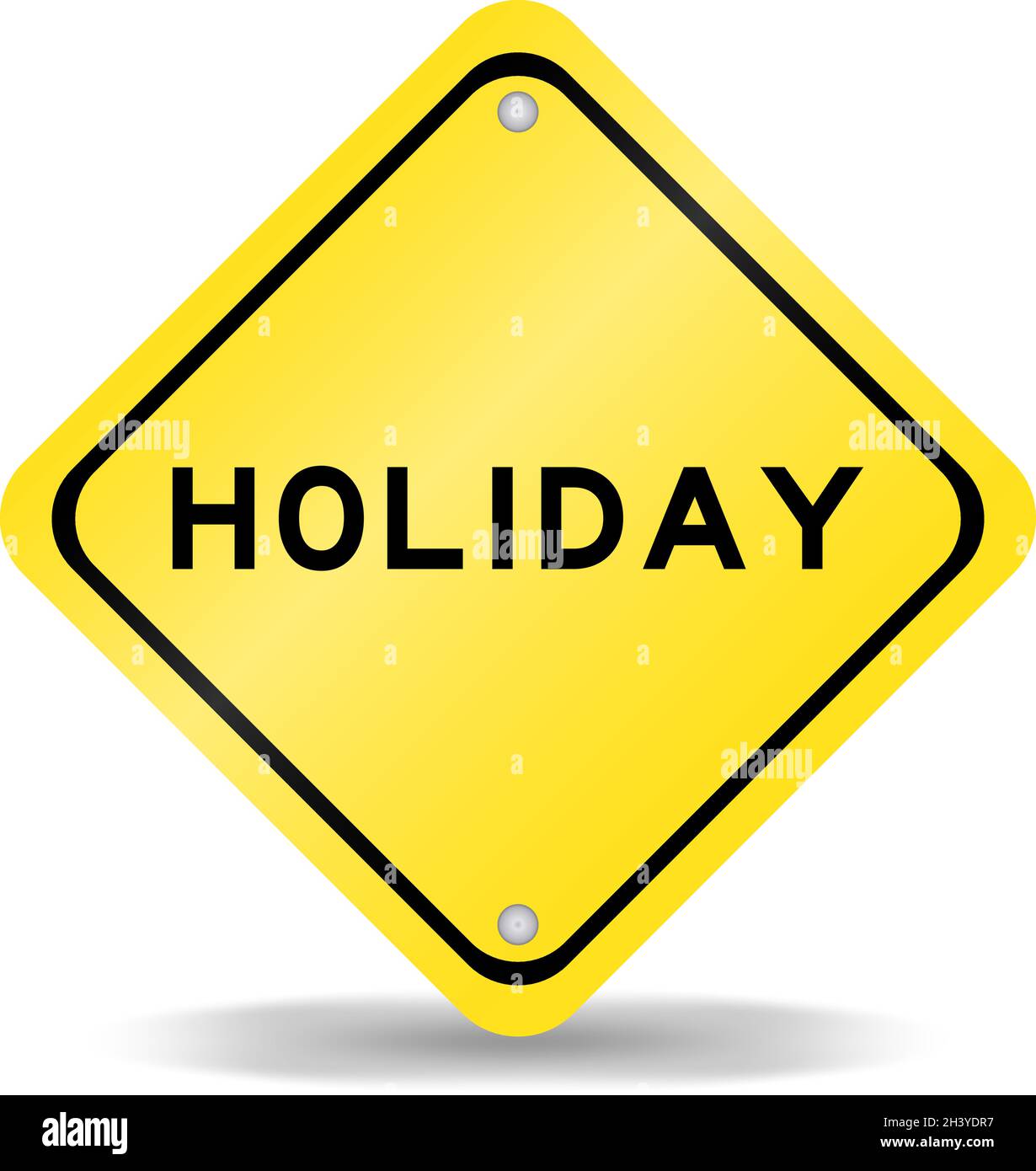 Yellow color transportation sign with word holiday on white background ...