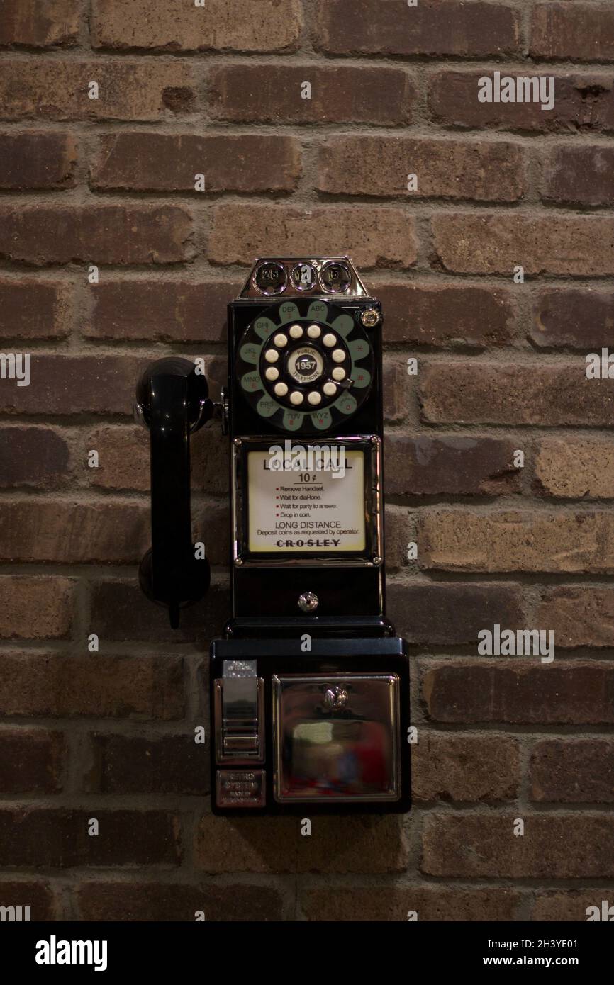 1950 black pay phone Stock Photo - Alamy