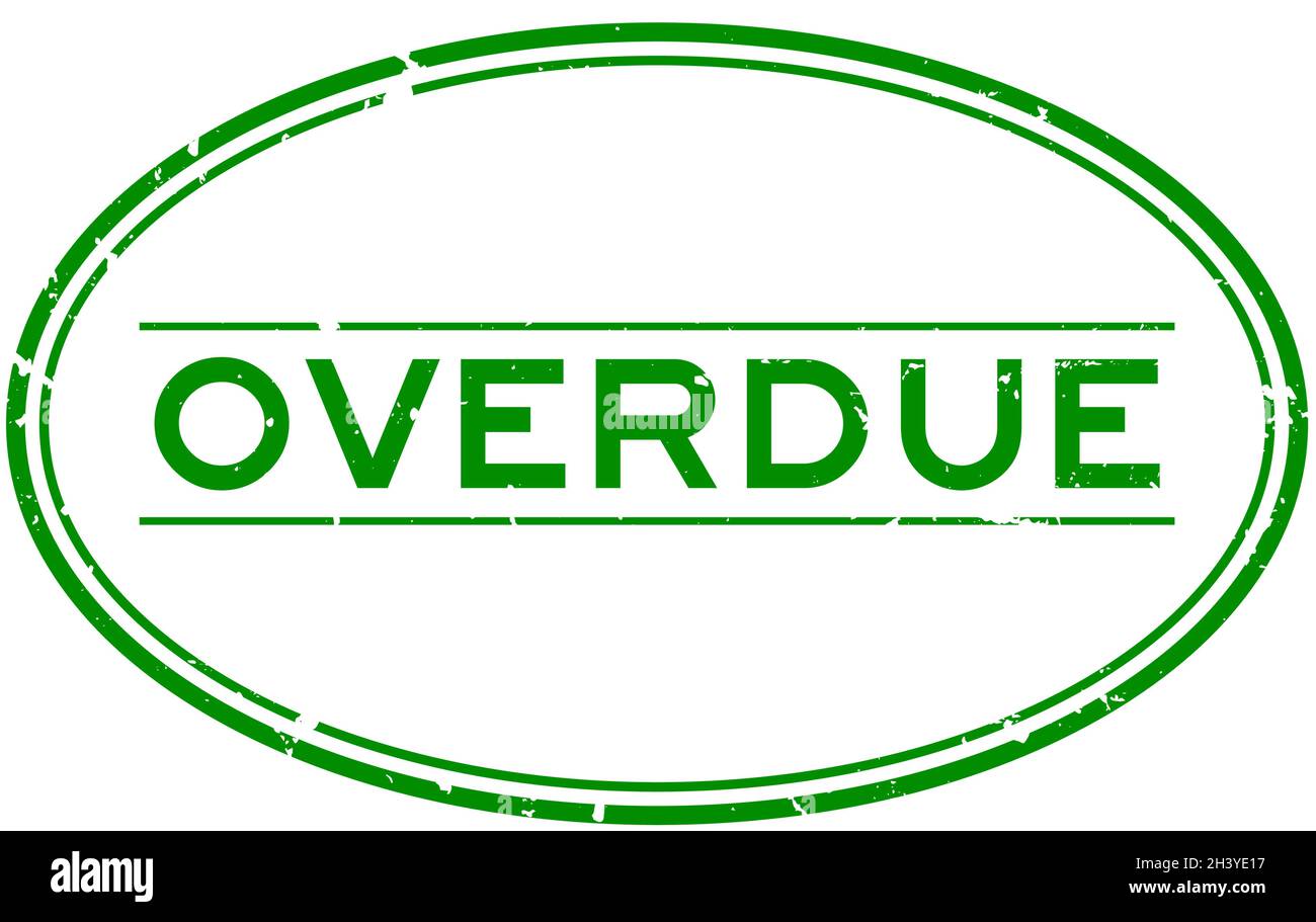 Grunge green overdue word oval rubber seal stamp on white background ...