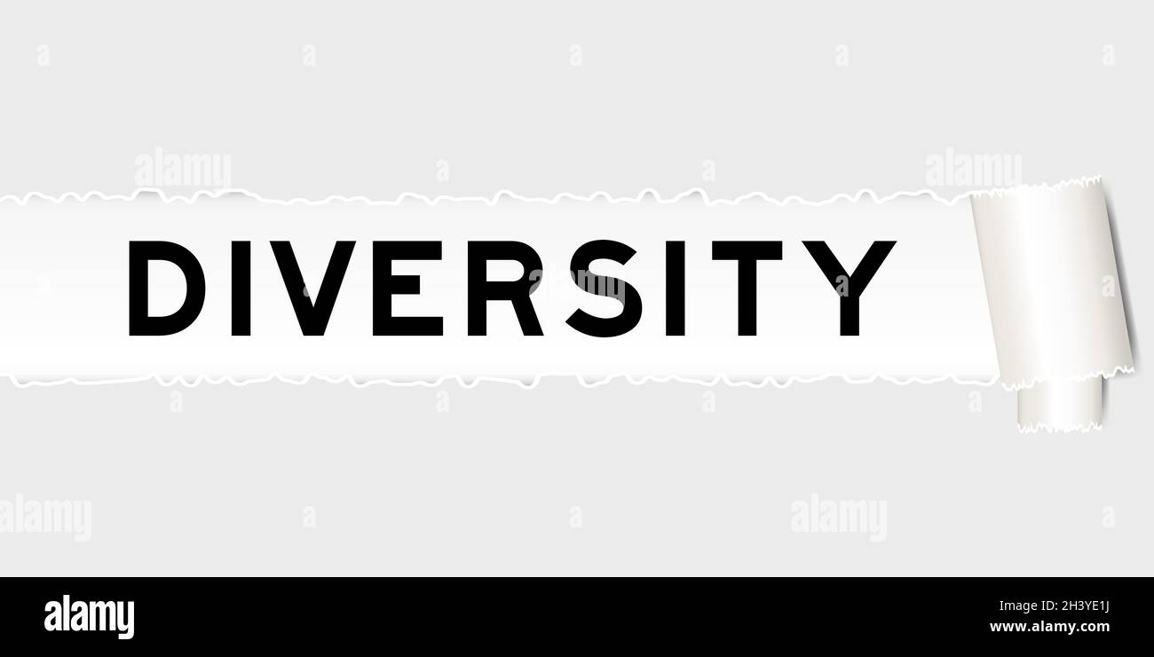 Ripped gray paper background that have word diversity under torn part ...