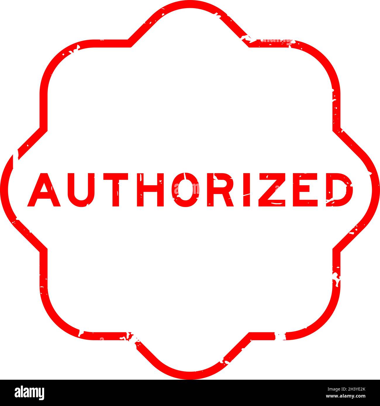Grunge red authorized word rubber seal stamp on white background Stock ...