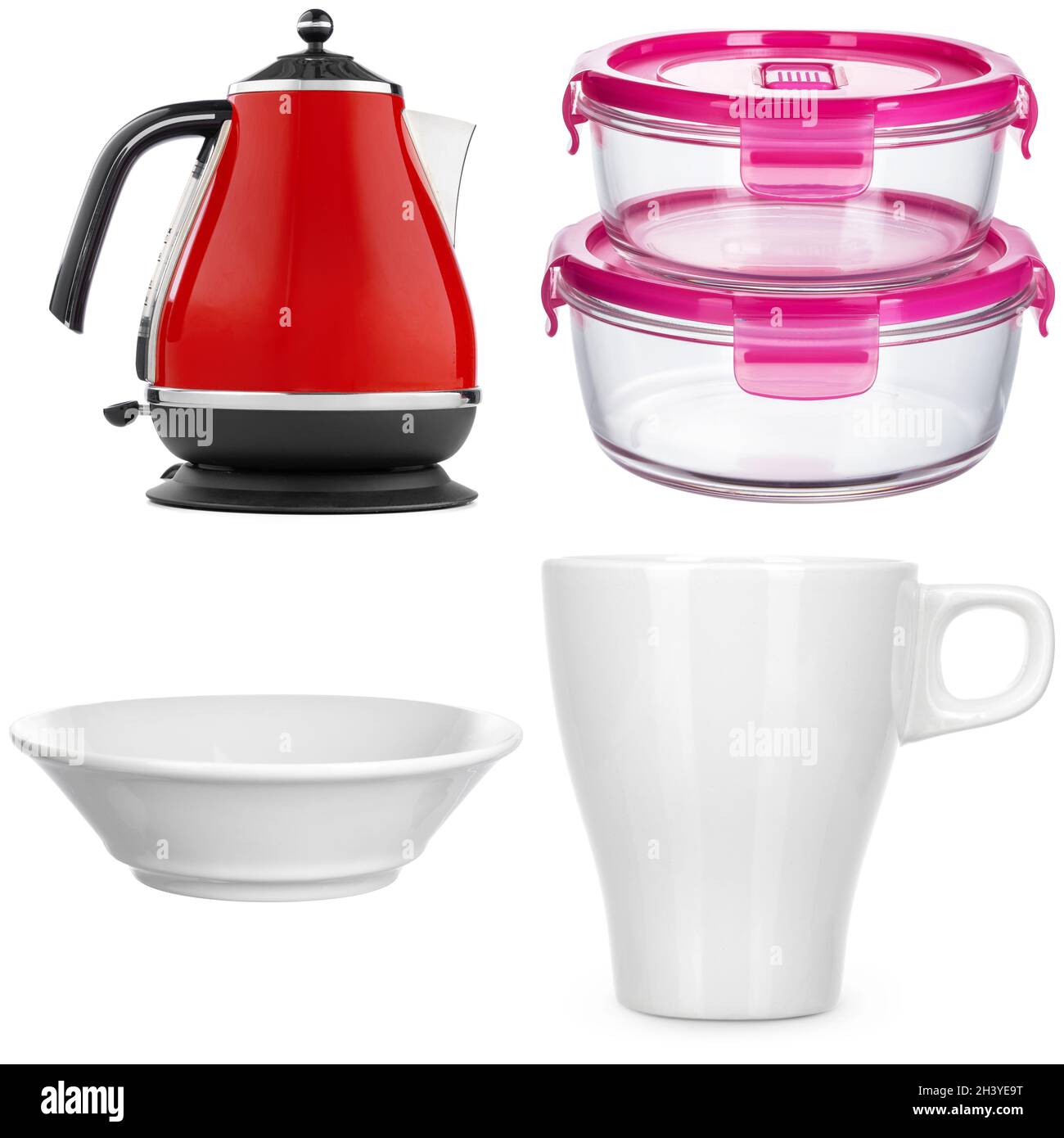 Collage of kitchen utensils isolated on white Stock Photo - Alamy