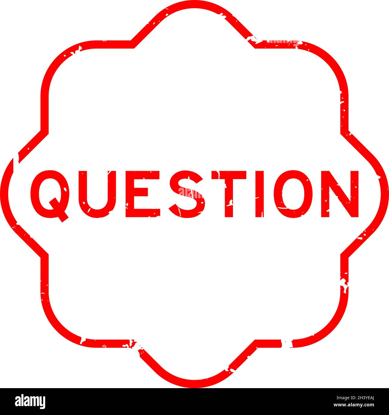 Grunge red question word rubber seal stamp on white background Stock ...
