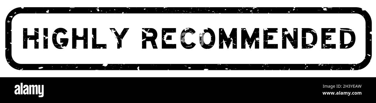 Grunge black highly recommended word square rubber seal stamp on white ...