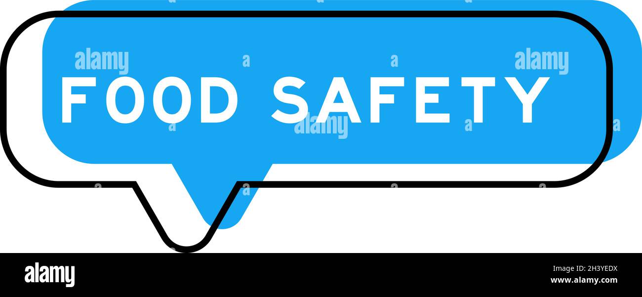 Speech banner and blue shade with word food safety on white background ...