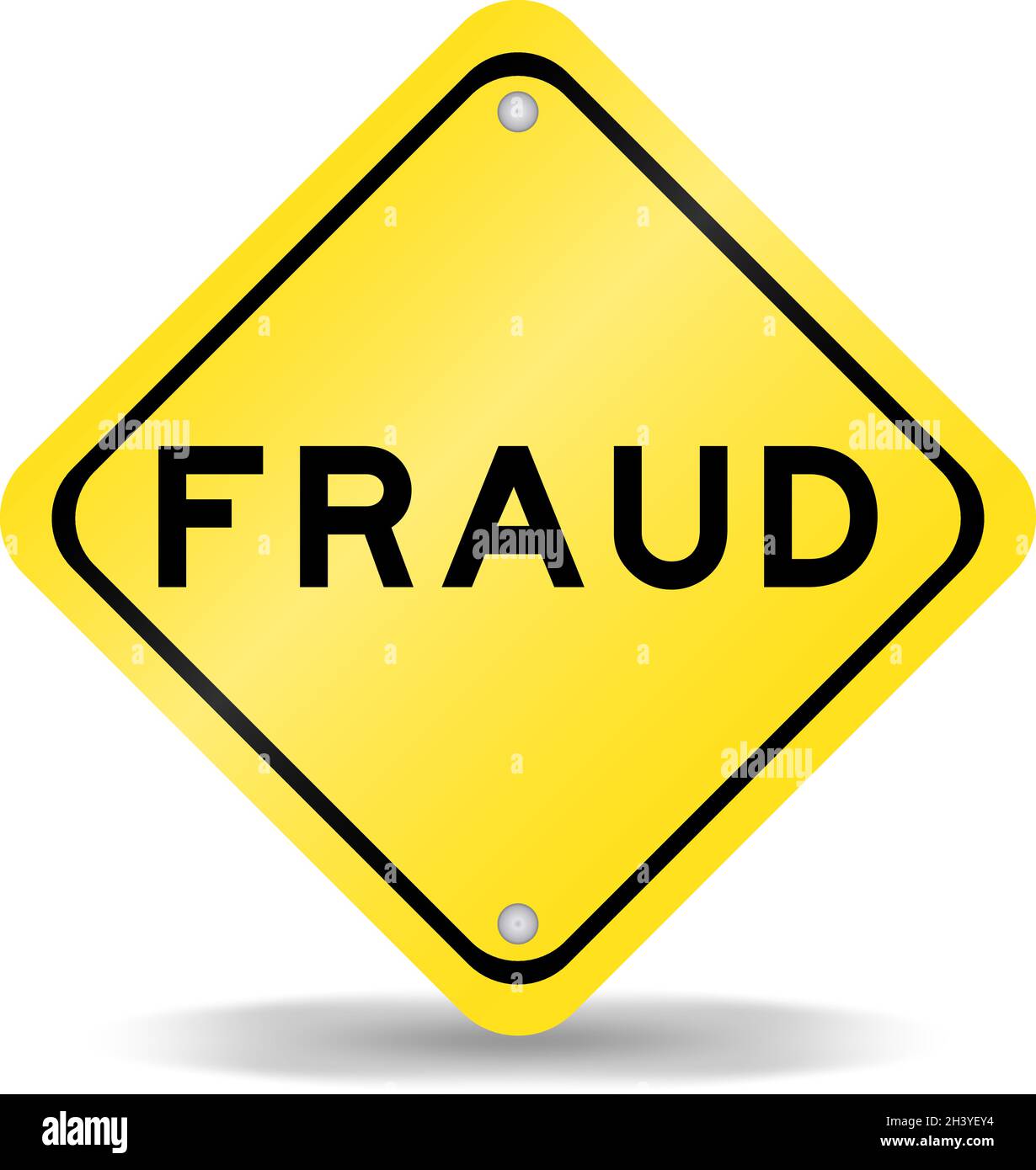 Yellow color transportation sign with word fraud on white background ...