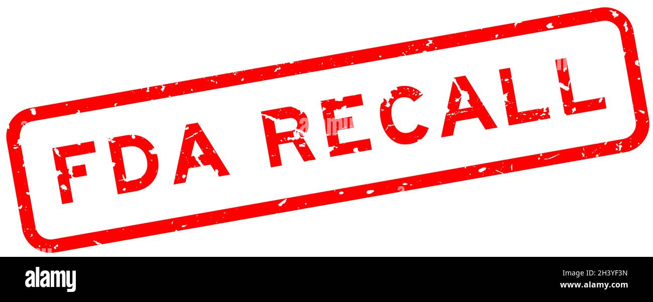 Grunge red fda recall word square rubber seal stamp on white background ...