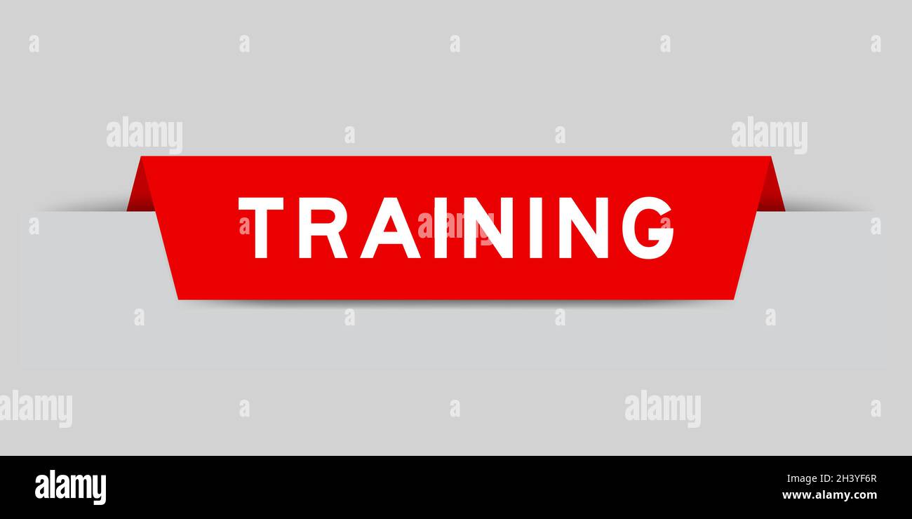 Red color inserted label with word training on gray background Stock ...
